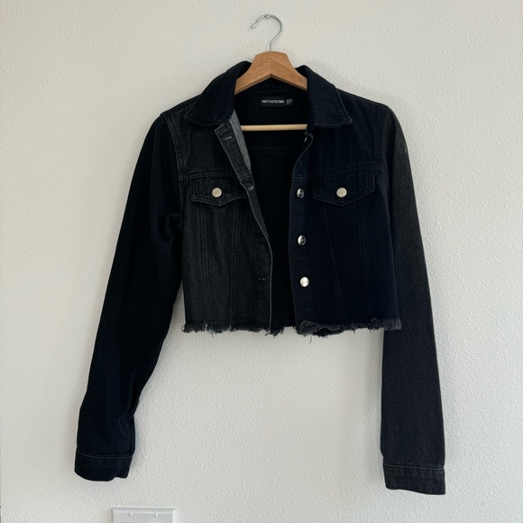 PrettyLittleThing | Jackets & Coats | Plt Cropped Black Denim Jacket ...